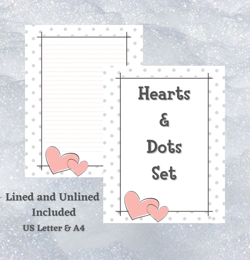 Cute Valentine Hearts Stationery, Letter Writing Paper, Printable ...