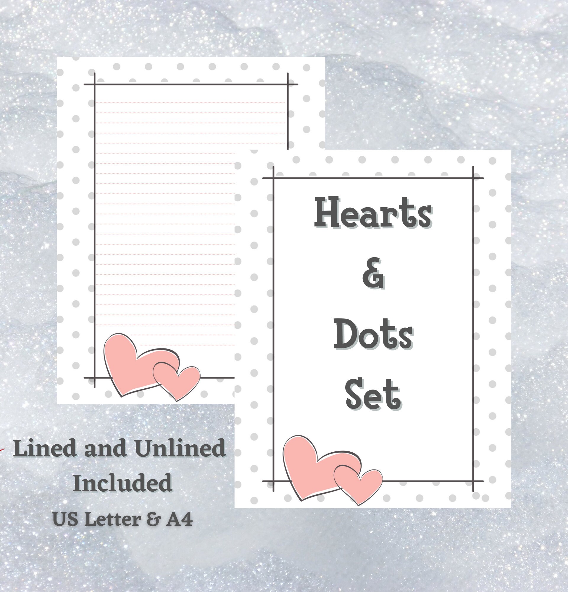 Cute Valentine Hearts Stationery, Letter Writing Paper, Printable ...