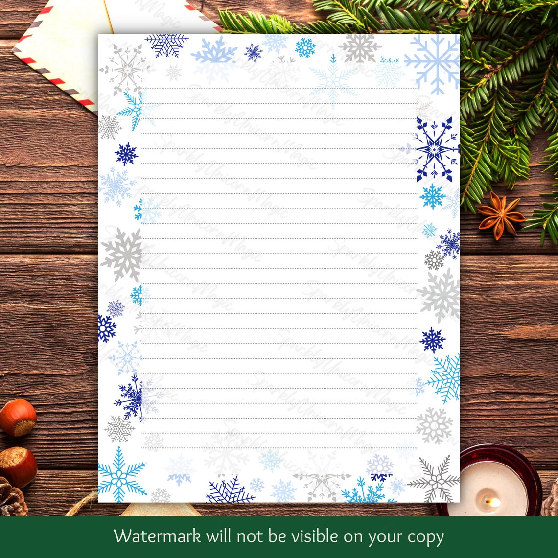 Christmas Stationery, Holiday Templates, Snowflakes Printable Writing ...