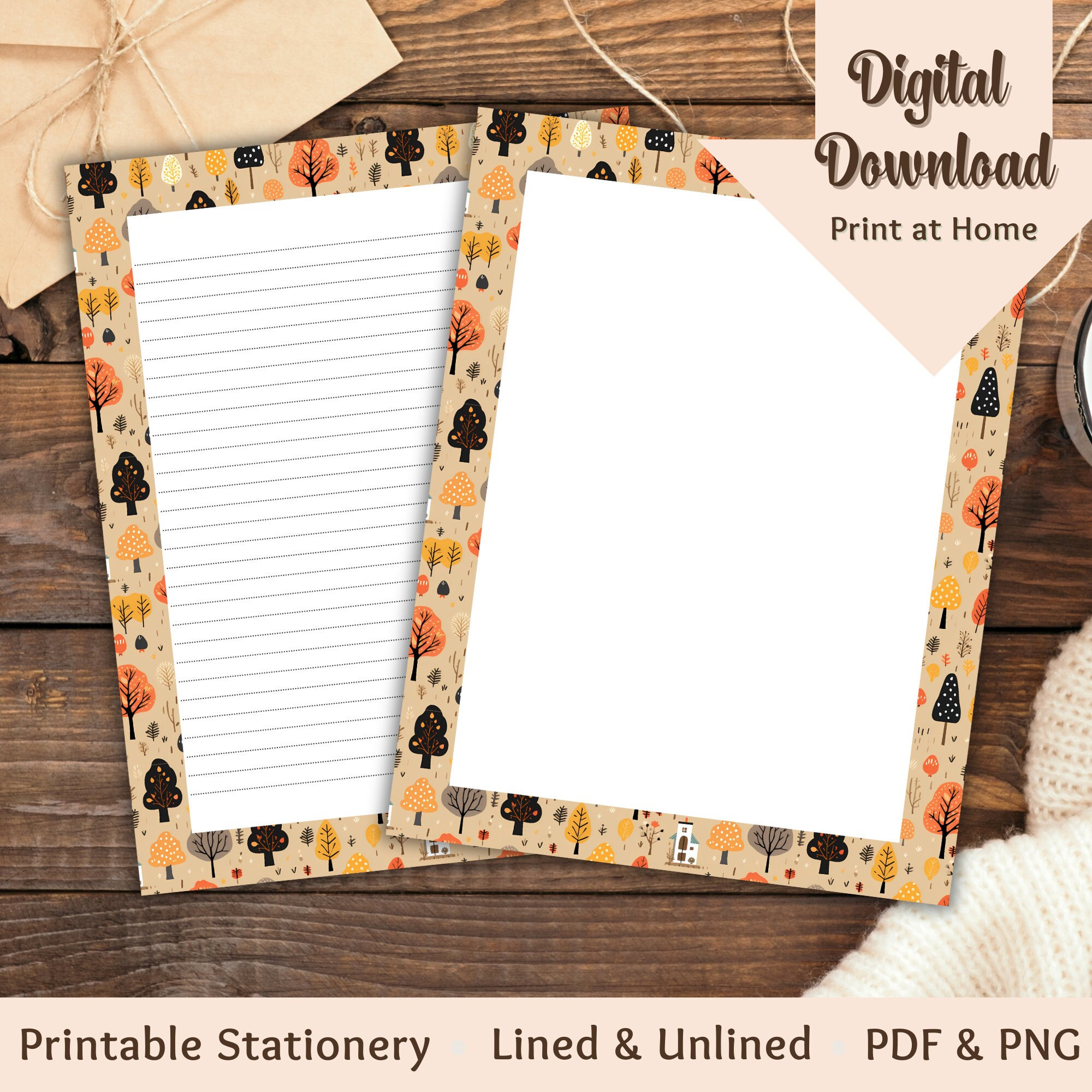 Autumn Stationary Printable Stationery Fall Letter Writing Stationery ...