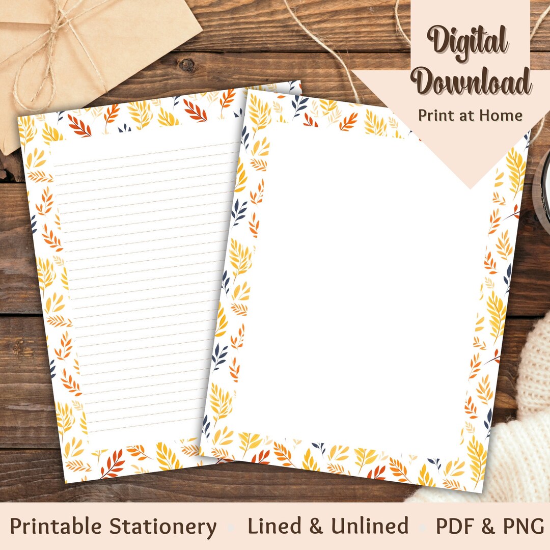 Printable Autumn Stationery Cute Stationery for Fall Letter Writing ...