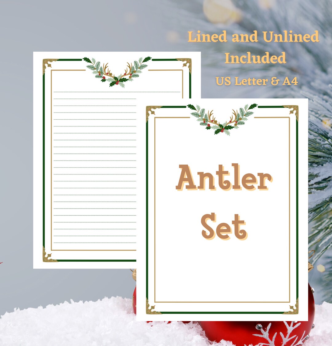 Christmas Stationery, Holiday Template, Printable Letter Writing Paper ...