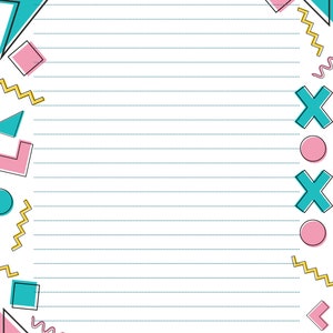 Printable Geometric Aesthetic 90'S Retro Stationery,lined & Unlined ...