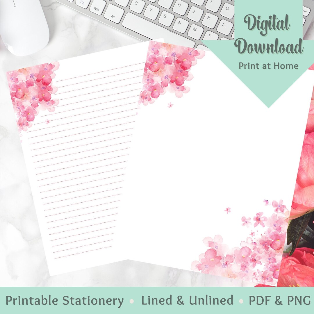 Spring Floral Stationery Cute Stationary Set Printable Letter Writing ...