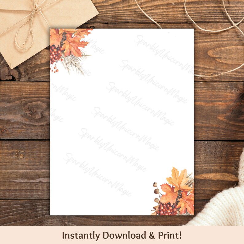 Printable Autumn Stationery Cute Stationery for Fall Letter Writing ...