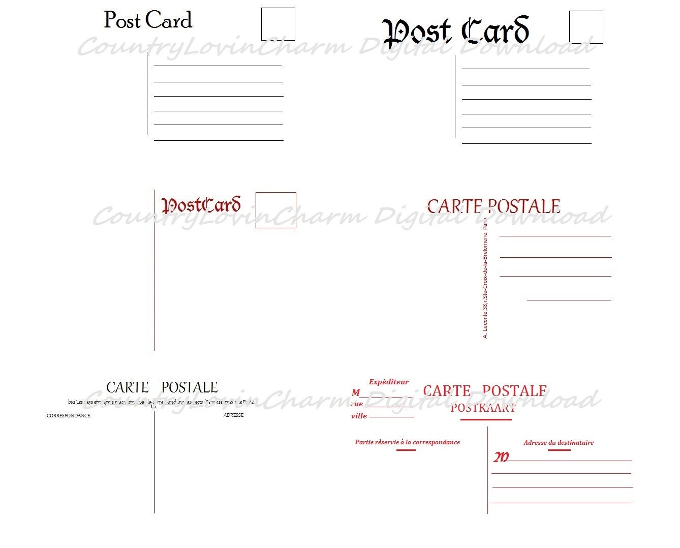 Vintage Style Postcards Digital Download Printable - Etsy