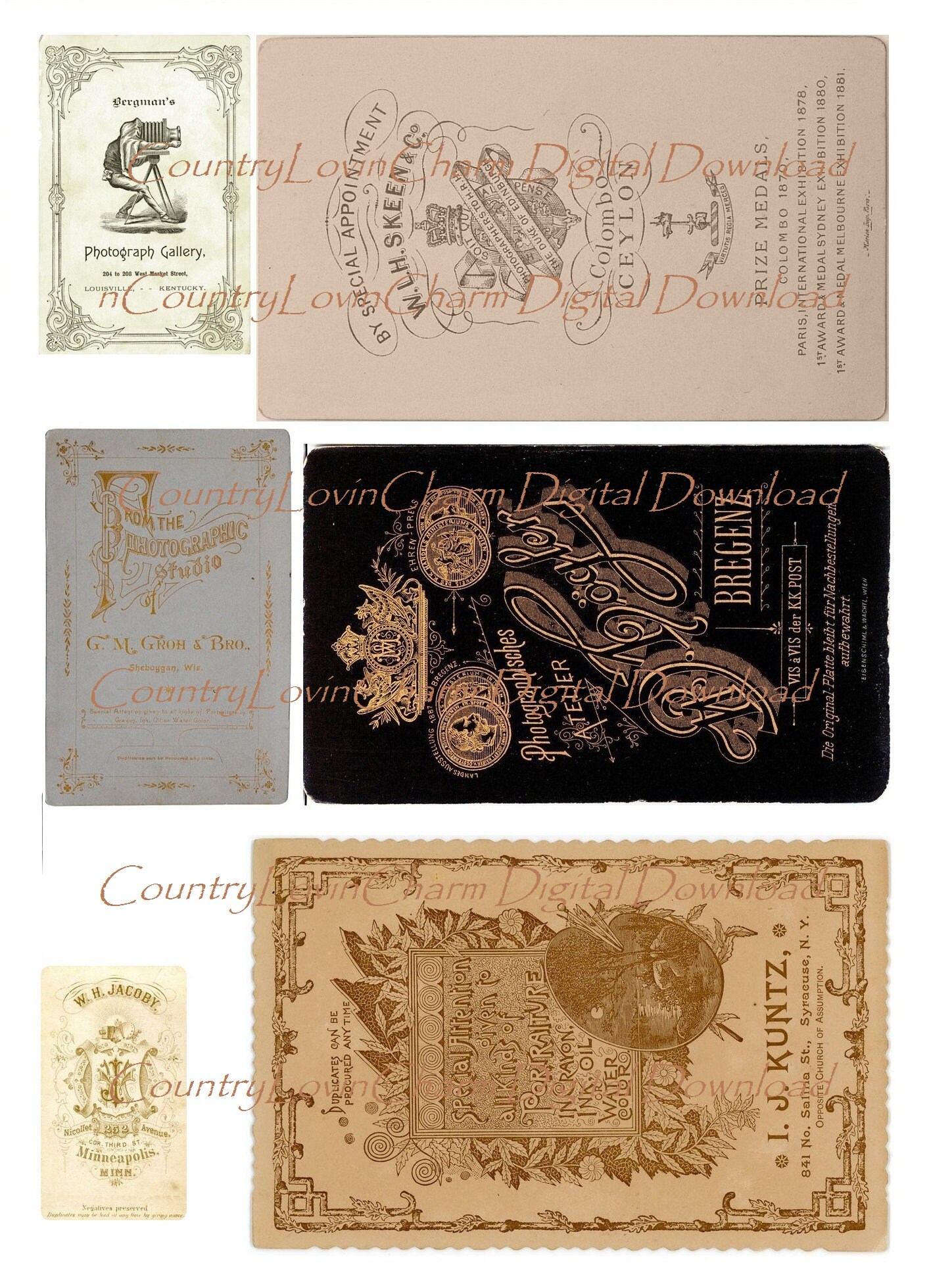 Vintage Cabinet Card Backs Digital Download - Etsy