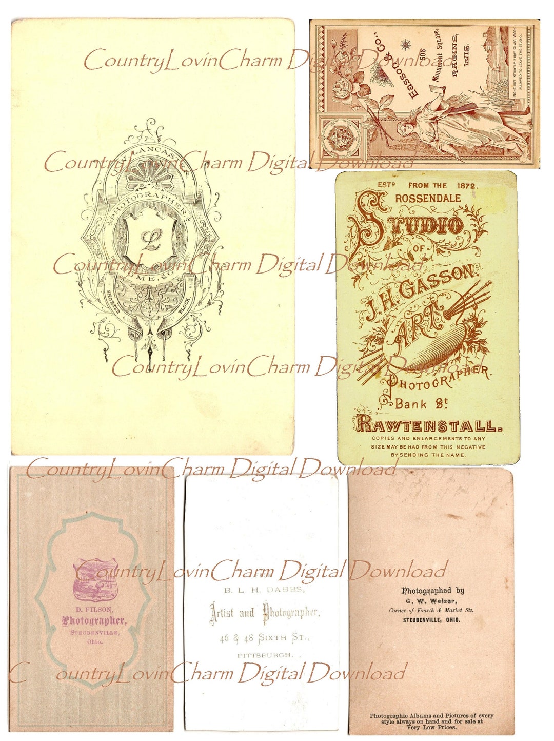 Vintage Cabinet Card Backs Digital Download - Etsy