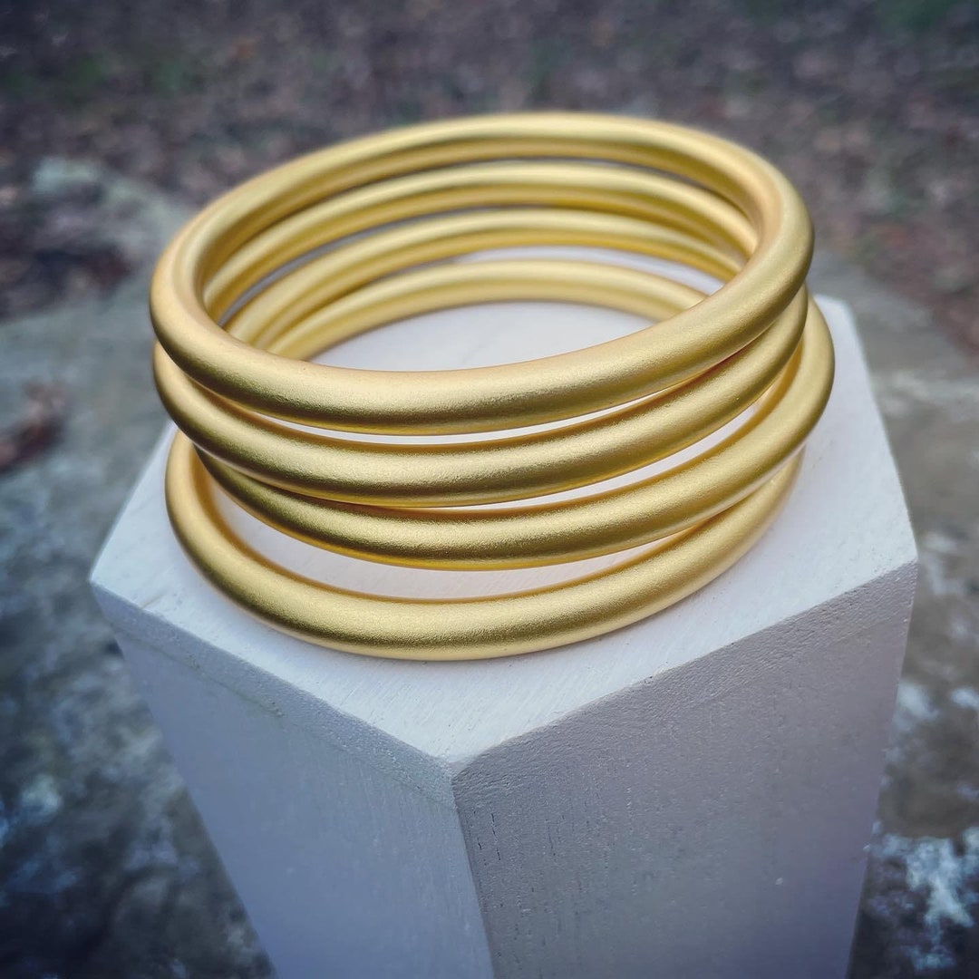 Stainless Steel Brushed Gold Bangles - Etsy