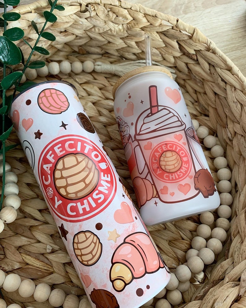 Cafecito Y Chisme Tumbler Can Glass Cup Pan Dulce Cup Etsy
