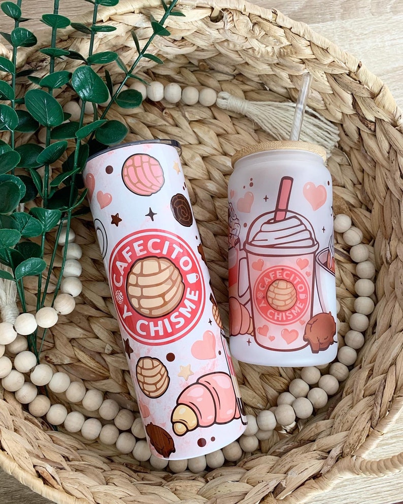 Cafecito Y Chisme Tumbler Can Glass Cup Pan Dulce Cup Etsy