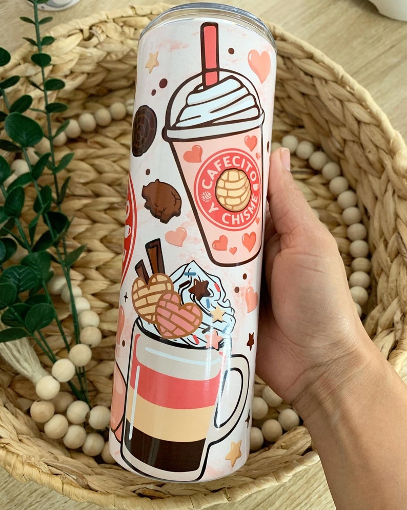Cafecito Y Chisme Tumbler Can Glass Cup Pan Dulce Cup Etsy