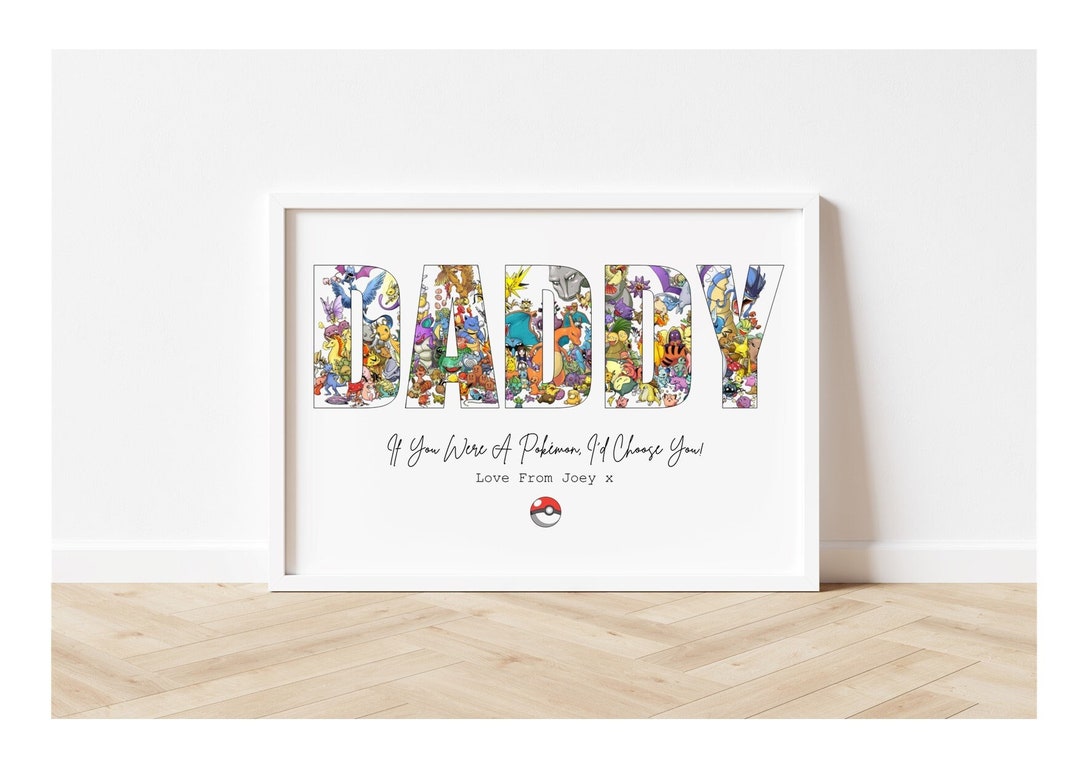 Personalised Pokemon Daddy Dad Fathers Day Gift for Him Grandad ...