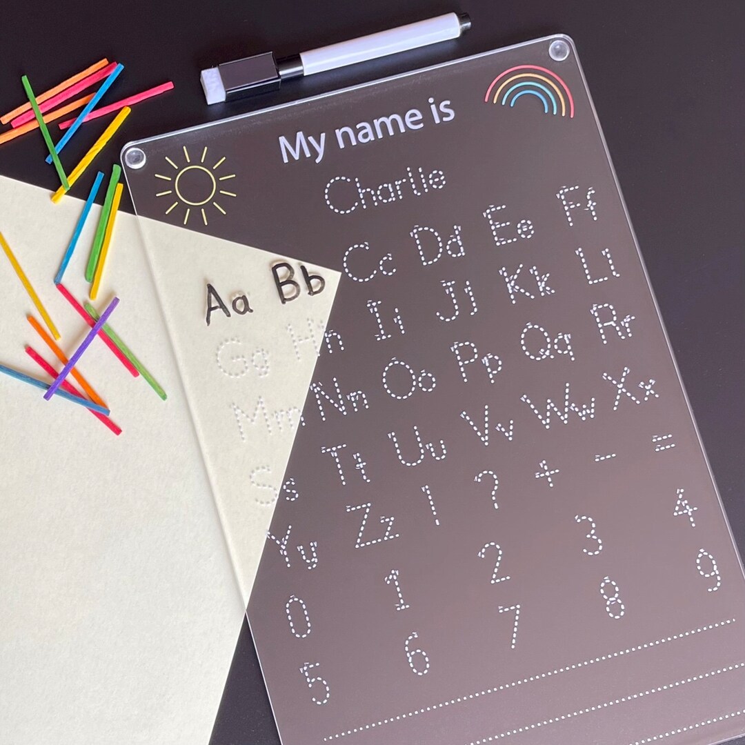Personalised Tracing Board, Dry Erase Alphabet and Number Tracing ...