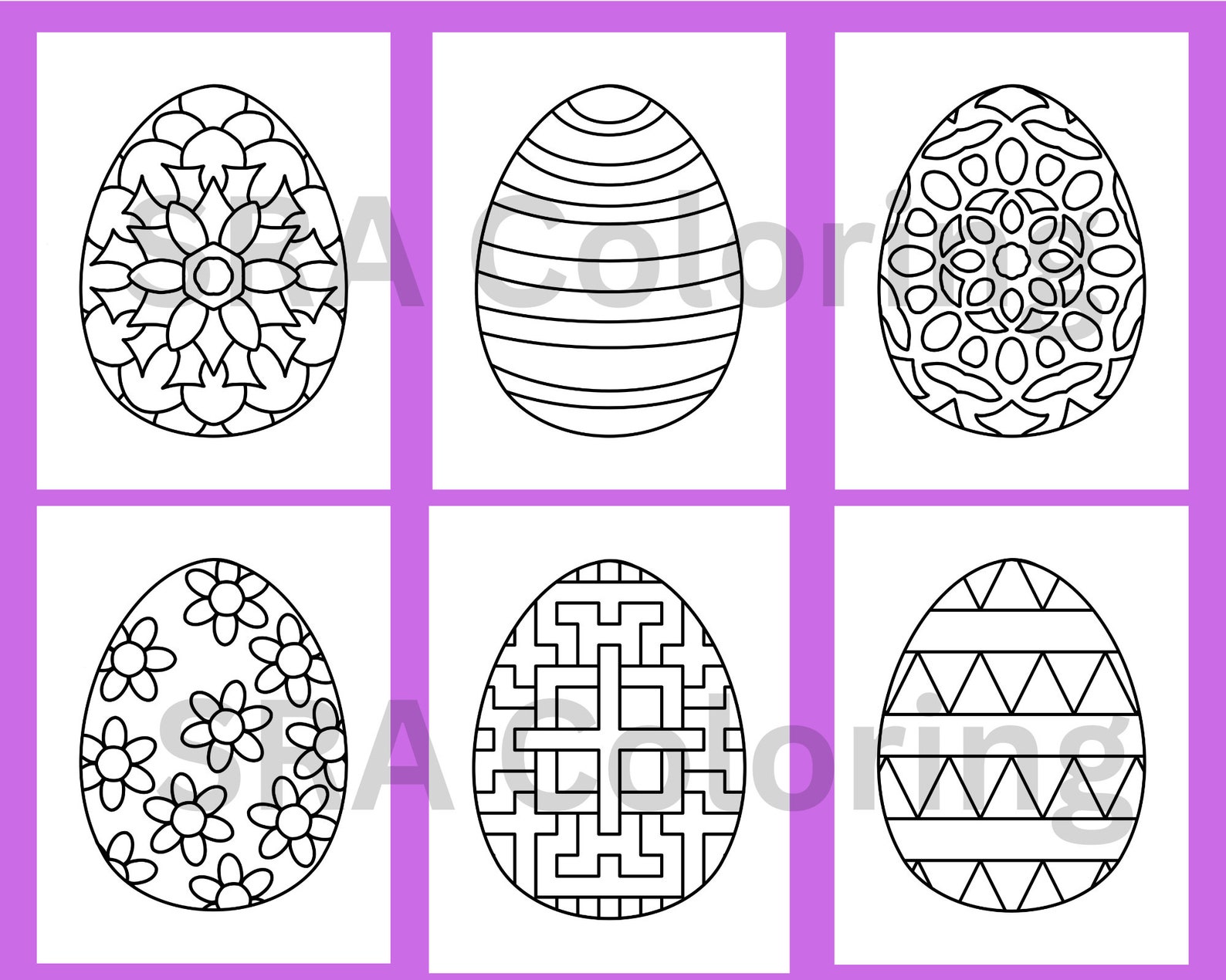Easter Egg Printable Coloring 30 Page Book, Digital Download Coloring ...