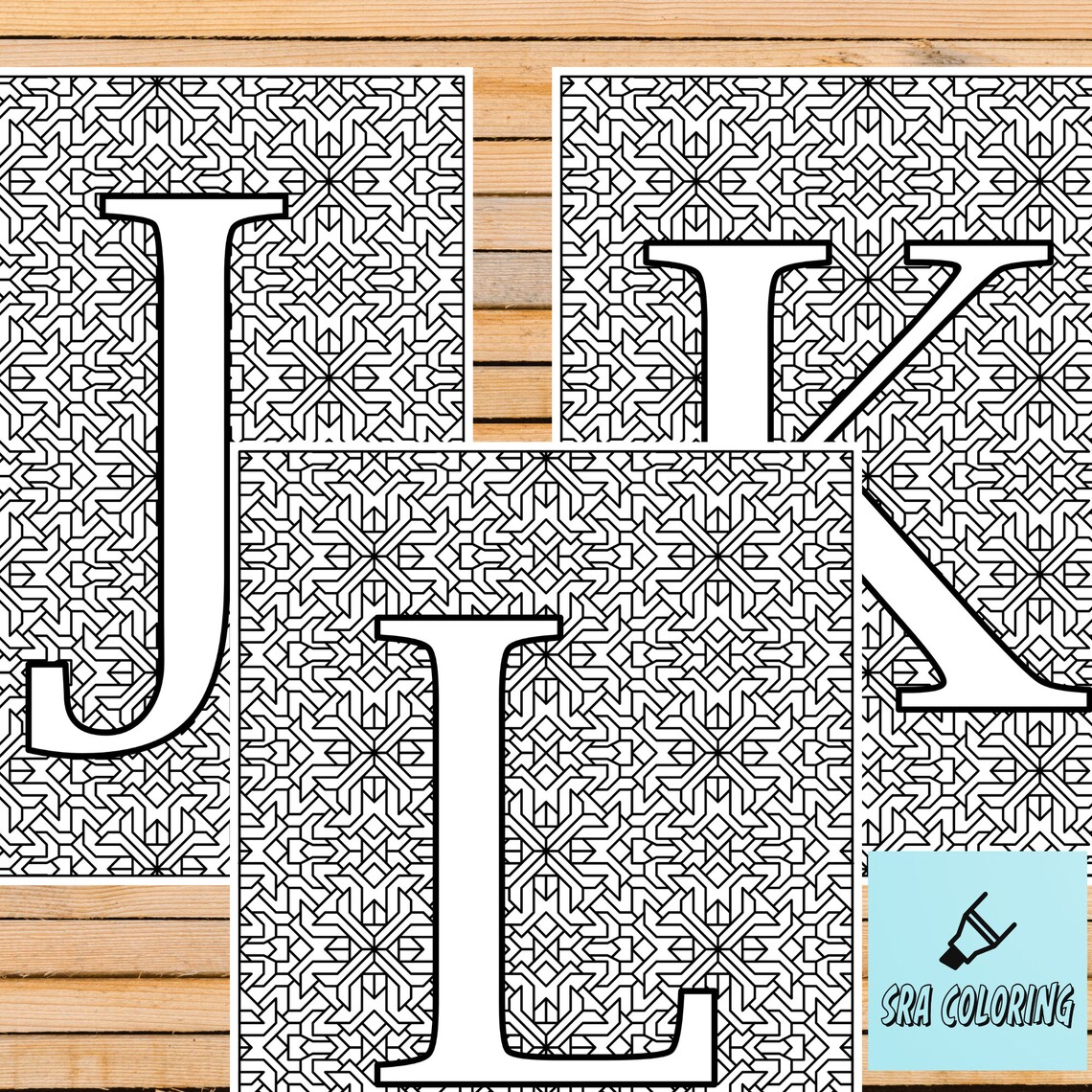 Geometric Alphabet Coloring Pages. Letters Printable Coloring Book ...