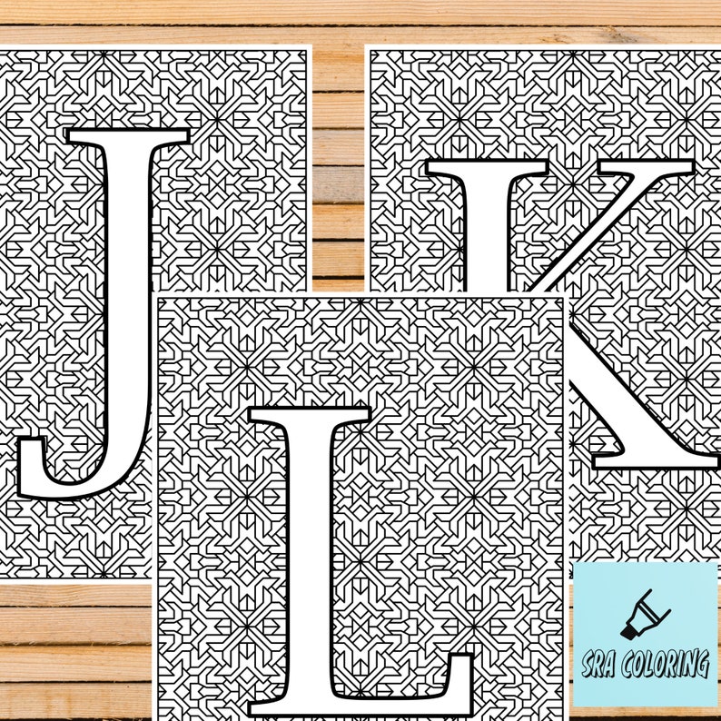 Geometric Alphabet Coloring Pages. Letters Printable Coloring Book ...