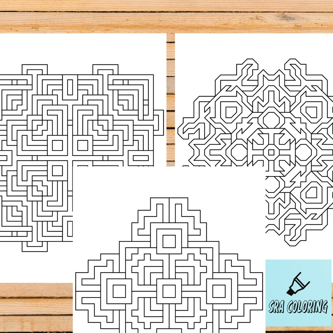 15 Page Geometric Printable Coloring Book, Digital Download Coloring ...