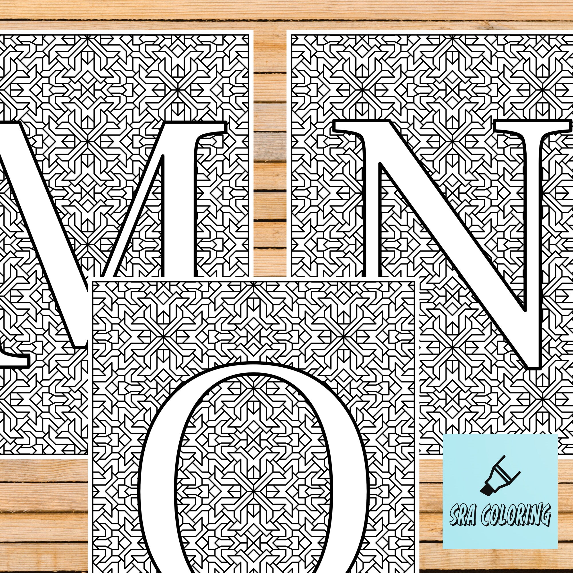 Geometric Alphabet Coloring Pages: Printable Letter Coloring Book (PDF ...