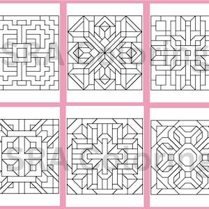 Tile Pattern Coloring Book, Geometric Pattern Coloring, Adult Coloring ...