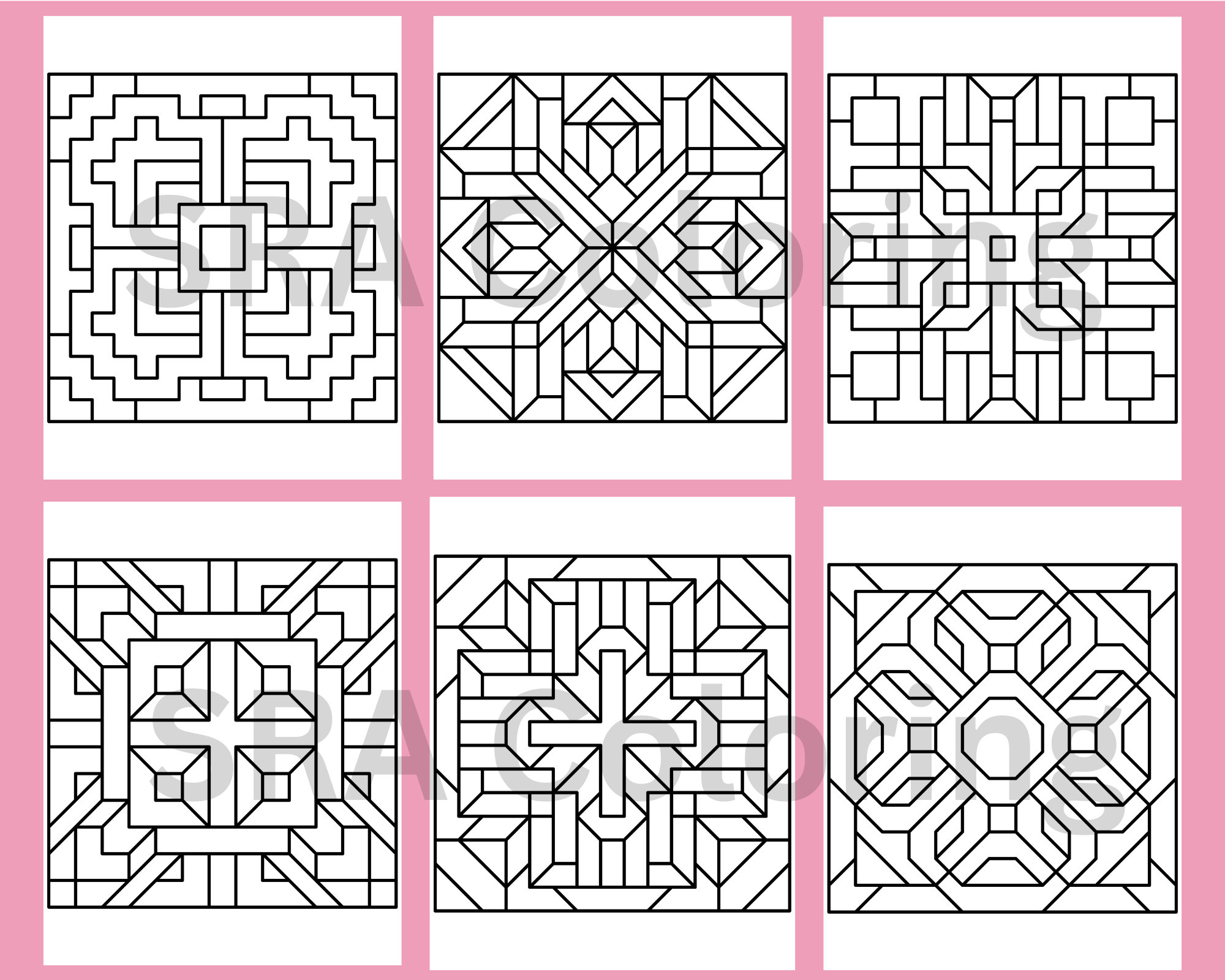 Tile Pattern Coloring Book, Geometric Pattern Coloring, Adult Coloring ...
