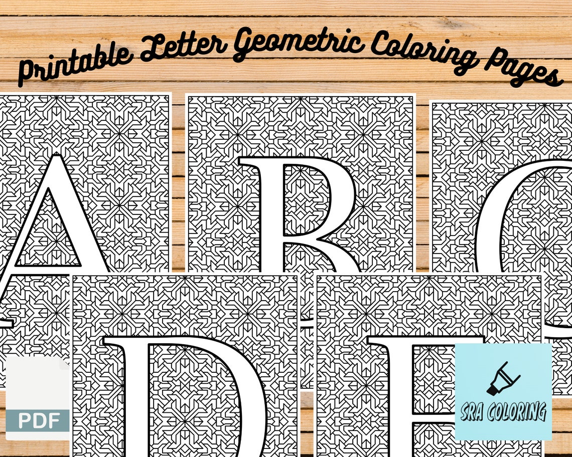 Geometric Alphabet Coloring Pages. Letters Printable Coloring Book ...