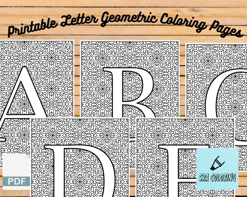 Geometric Alphabet Coloring Pages: Printable Letter Coloring Book (PDF ...