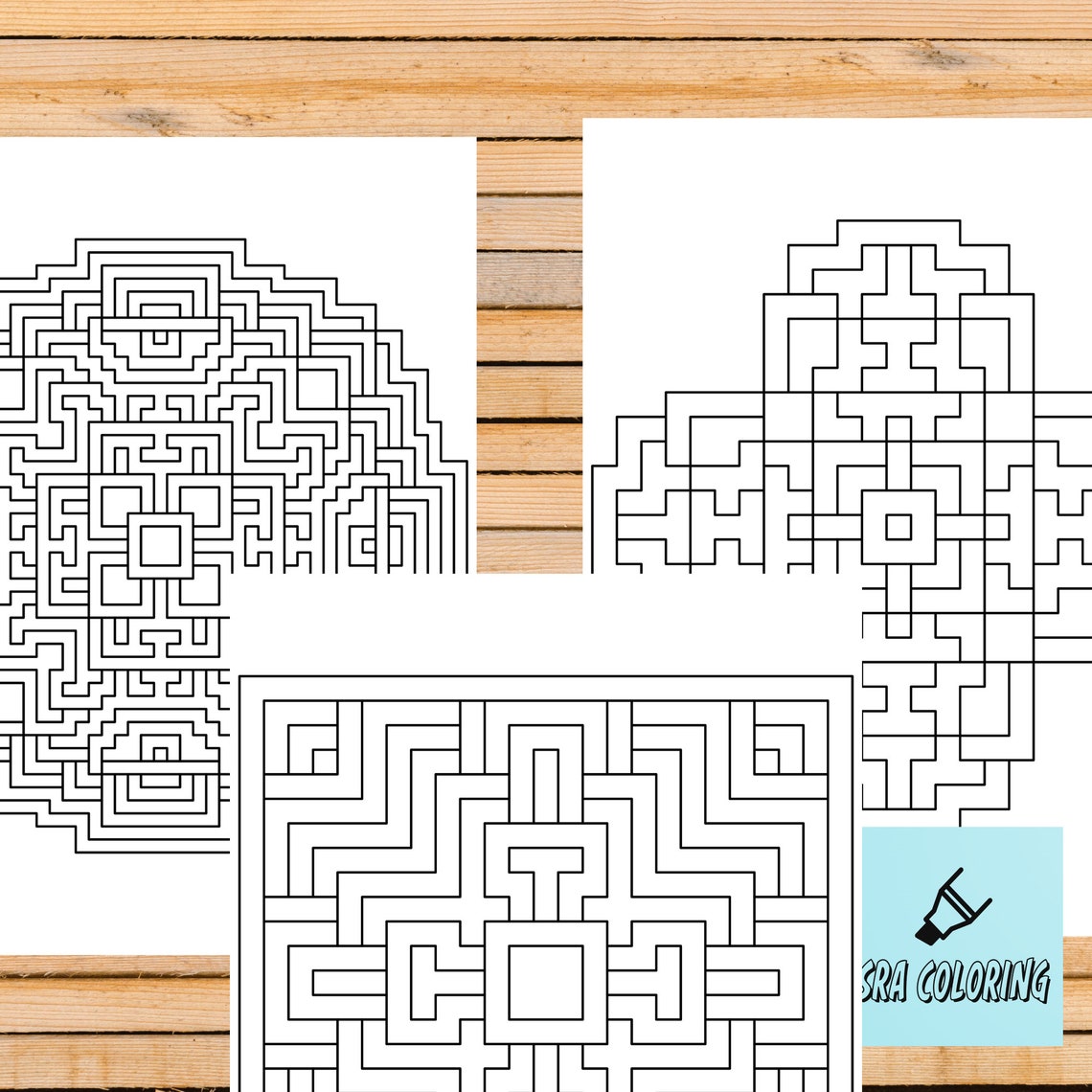15 Page Geometric Printable Coloring Book, Digital Download Coloring ...