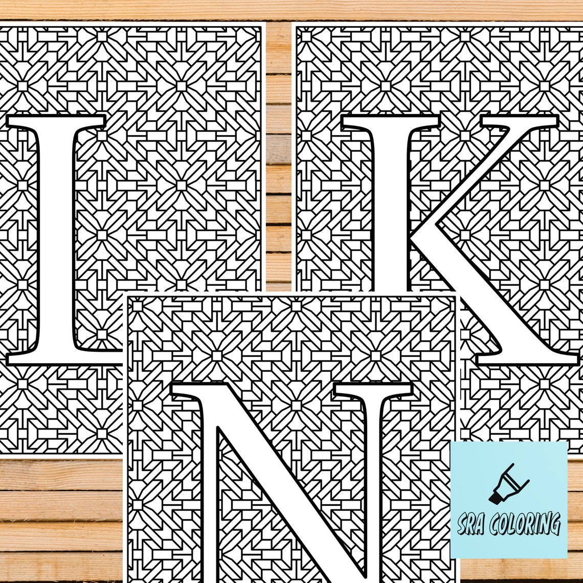 Geometric Alphabet Coloring Pages. Letters Printable Coloring Book ...