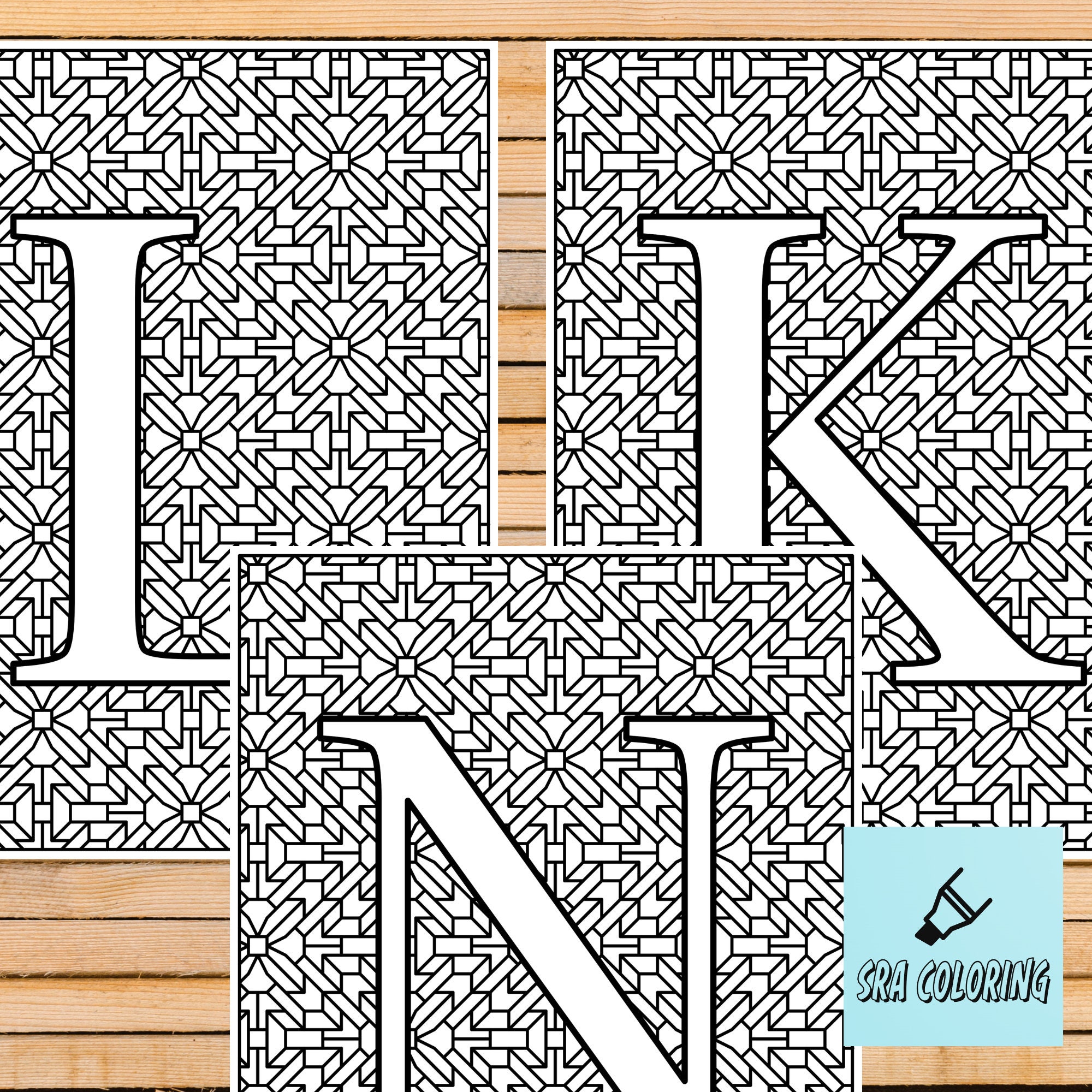 Geometric Alphabet Coloring Pages: Printable Letter Book (PDF) - Etsy