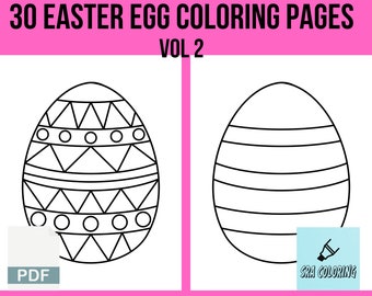 Easter Egg Printable Coloring 30 Page Book, Digital Download Coloring ...