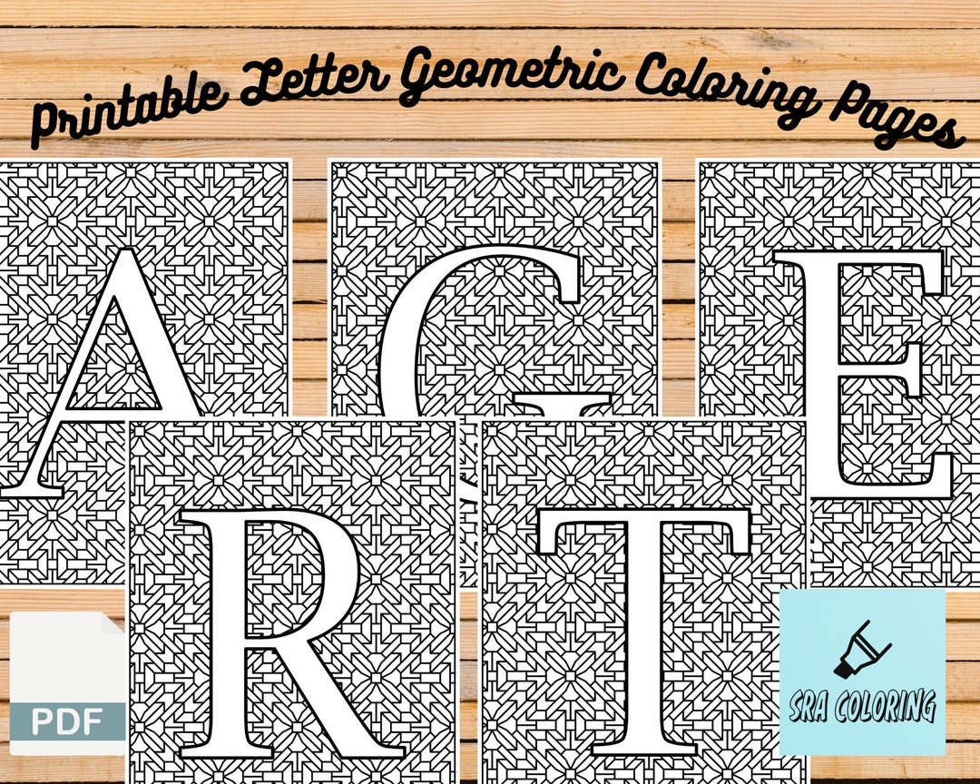 Geometric Alphabet Coloring Pages. Letters Printable Coloring Book ...
