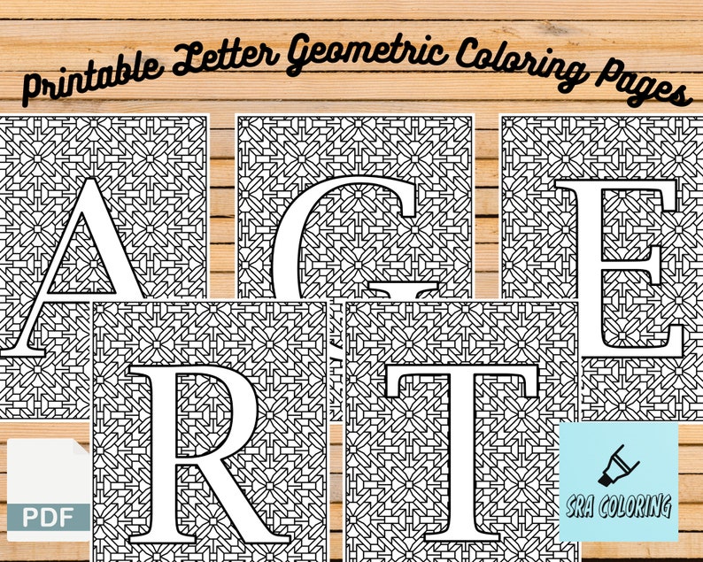 Geometric Alphabet Coloring Pages. Letters Printable Coloring Book ...