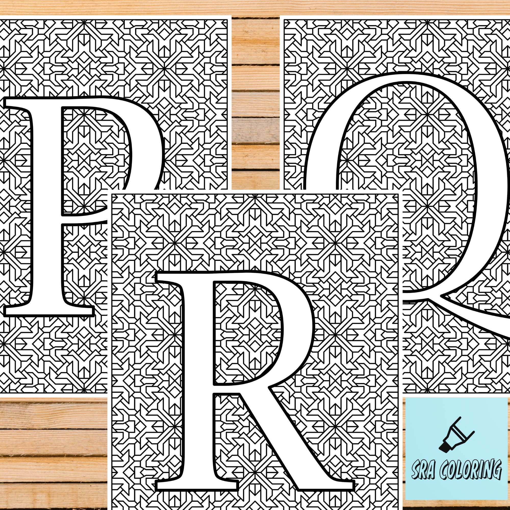 Geometric Alphabet Coloring Pages. Letters Printable Coloring Book ...