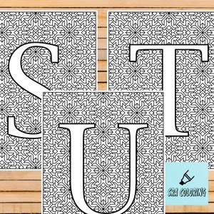 Geometric Alphabet Coloring Pages: Printable Letter Coloring Book (PDF ...