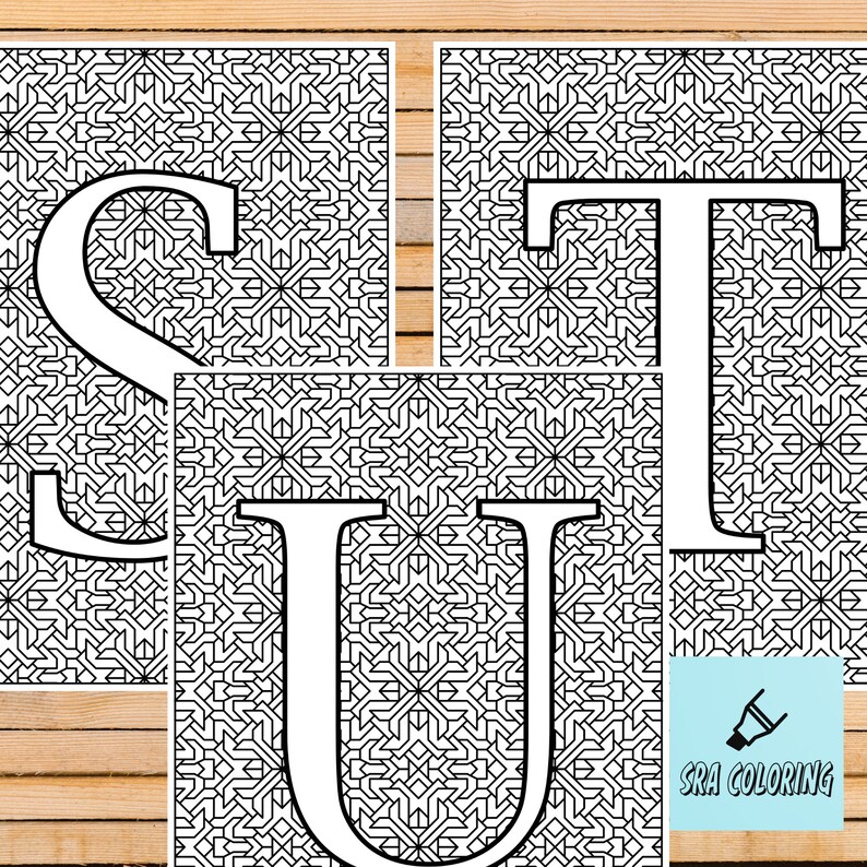 Geometric Alphabet Coloring Pages. Letters Printable Coloring Book ...