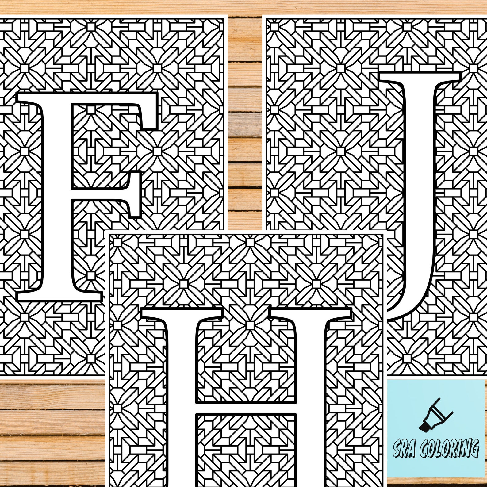Geometric Alphabet Coloring Pages. Letters Printable Coloring Book ...
