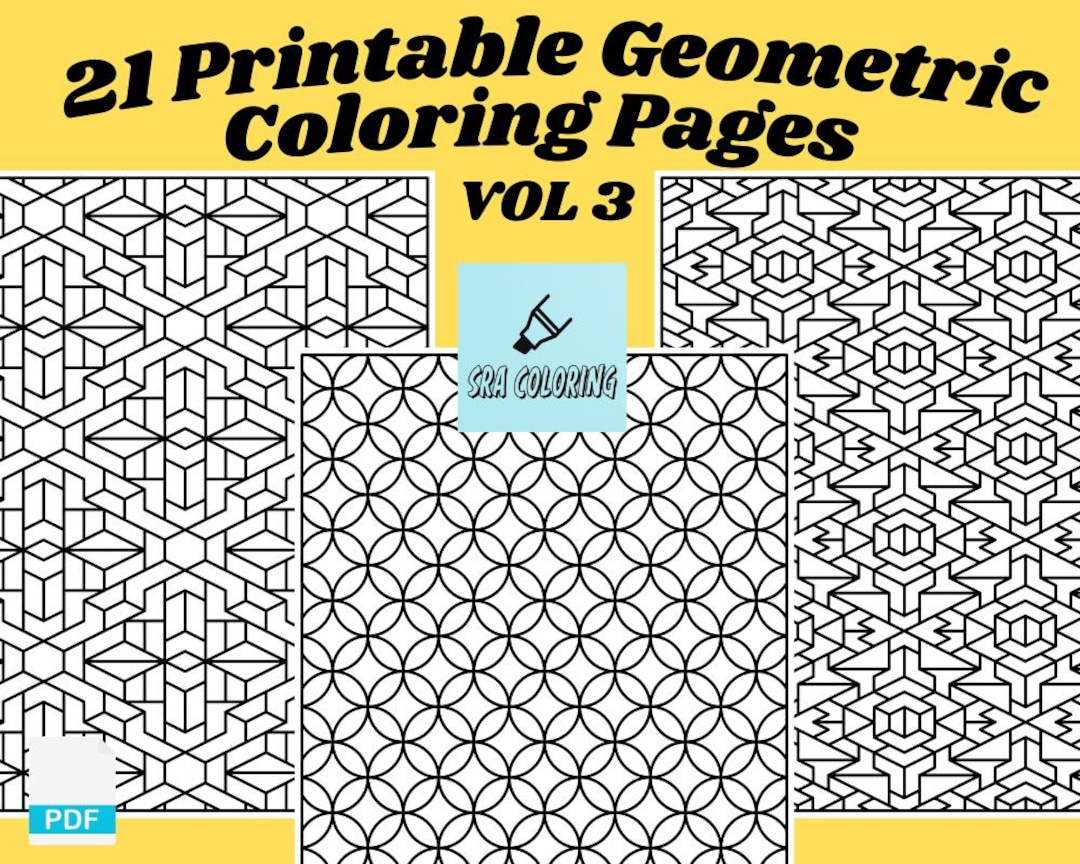 21 Page Geometric Printable Coloring Book Vol 3, Digital Download ...