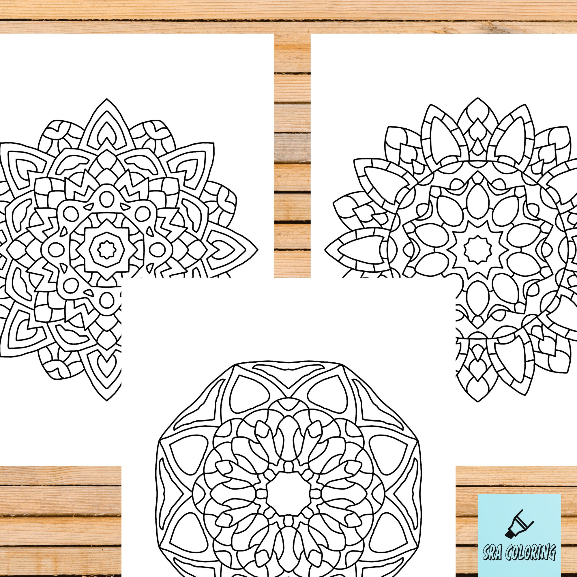 12 Page Kids Printable Coloring Book, Digital Download Mandala Coloring ...