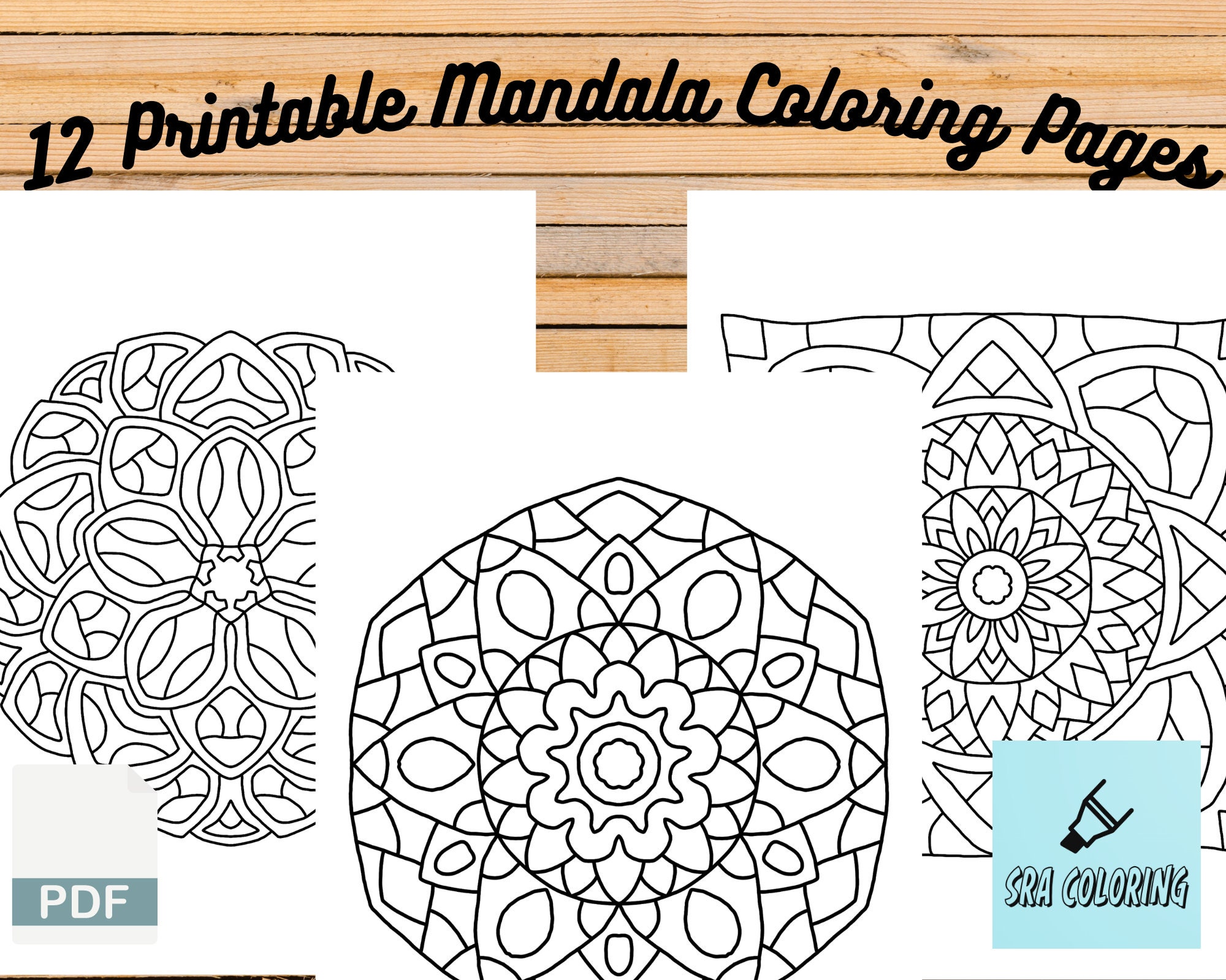 12 Page Kids Printable Coloring Book, Digital Download Mandala Coloring ...