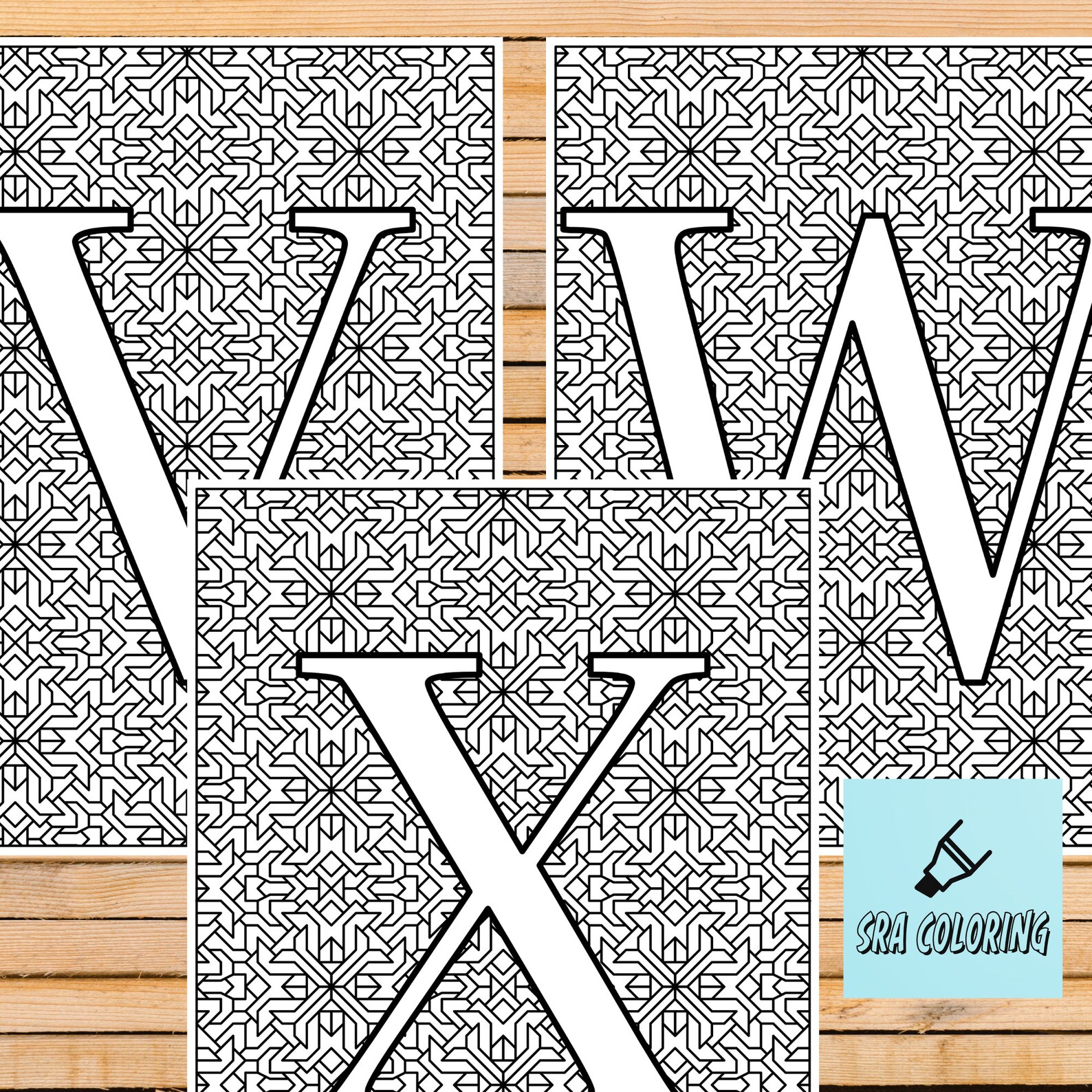 Geometric Alphabet Coloring Pages. Letters Printable Coloring Book ...