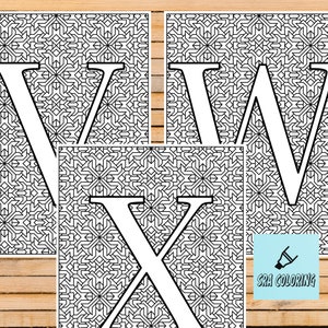Geometric Alphabet Coloring Pages: Printable Letter Coloring Book (PDF ...
