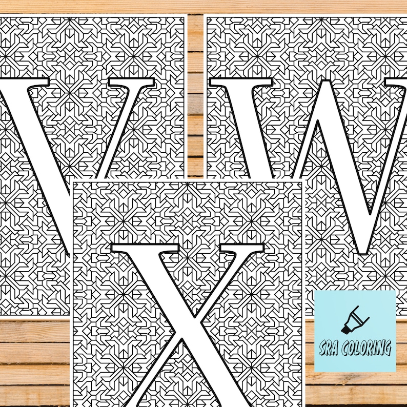 Geometric Alphabet Coloring Pages. Letters Printable Coloring Book ...