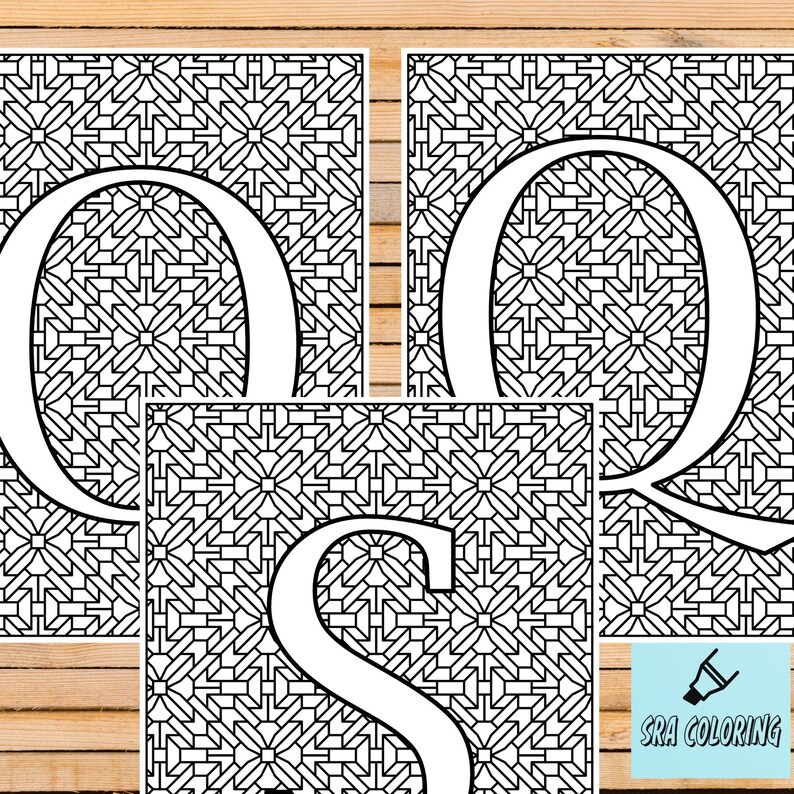 Geometric Alphabet Coloring Pages. Letters Printable Coloring Book ...