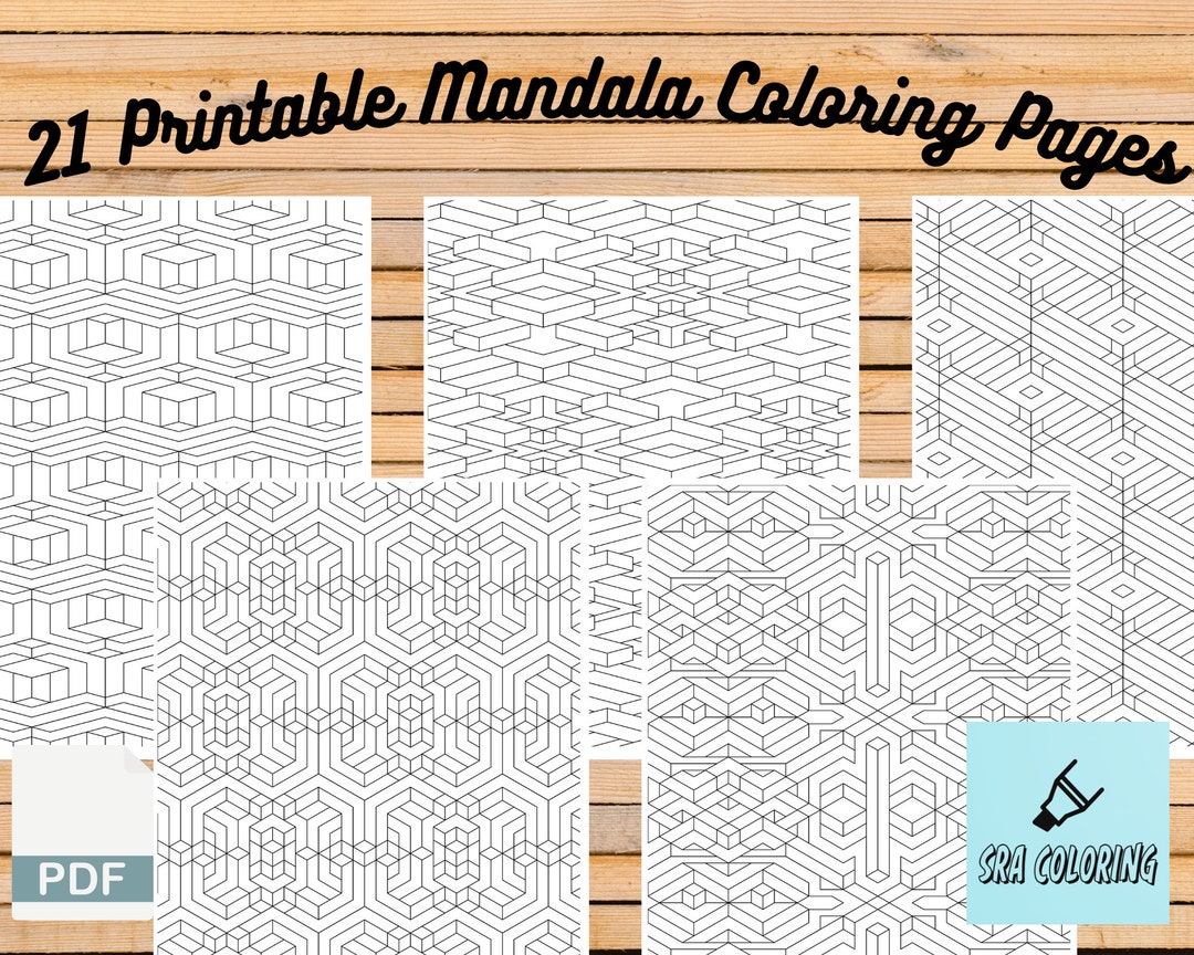 21 Page Geometric Printable Coloring Book, Digital Download Coloring ...