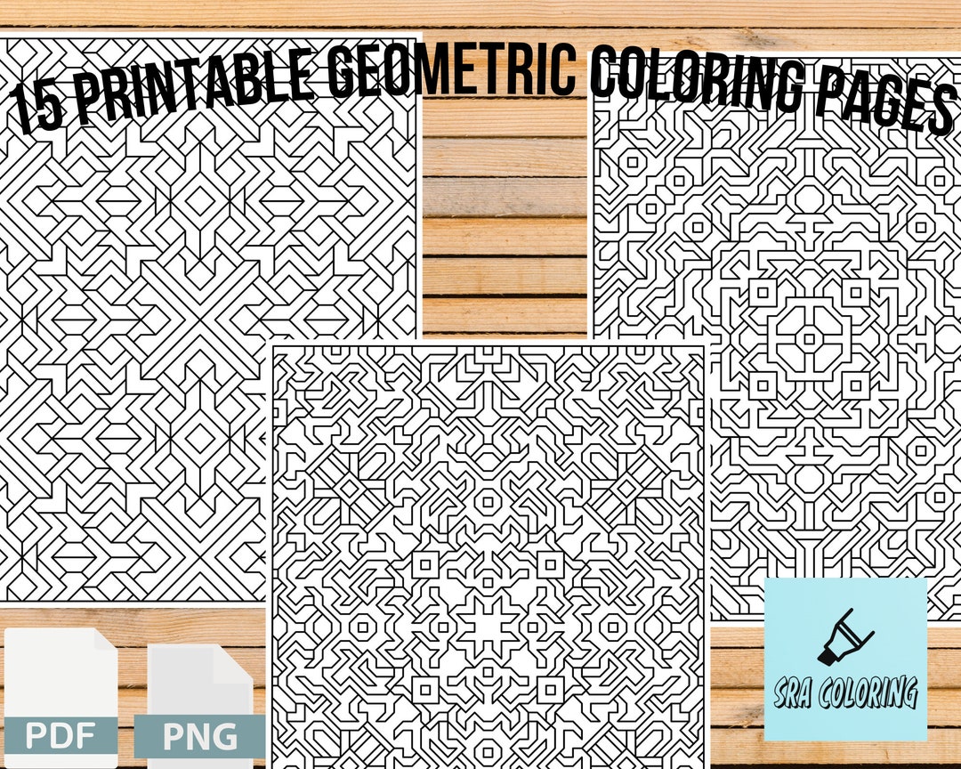 Geometric Coloring Book: 15 Printable Pattern Pages (digital Download ...