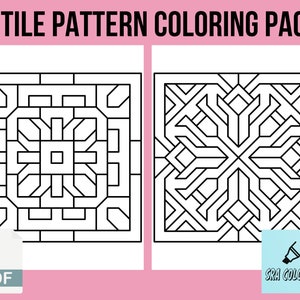 Tile Pattern Coloring Book, Geometric Pattern Coloring, Adult Coloring ...