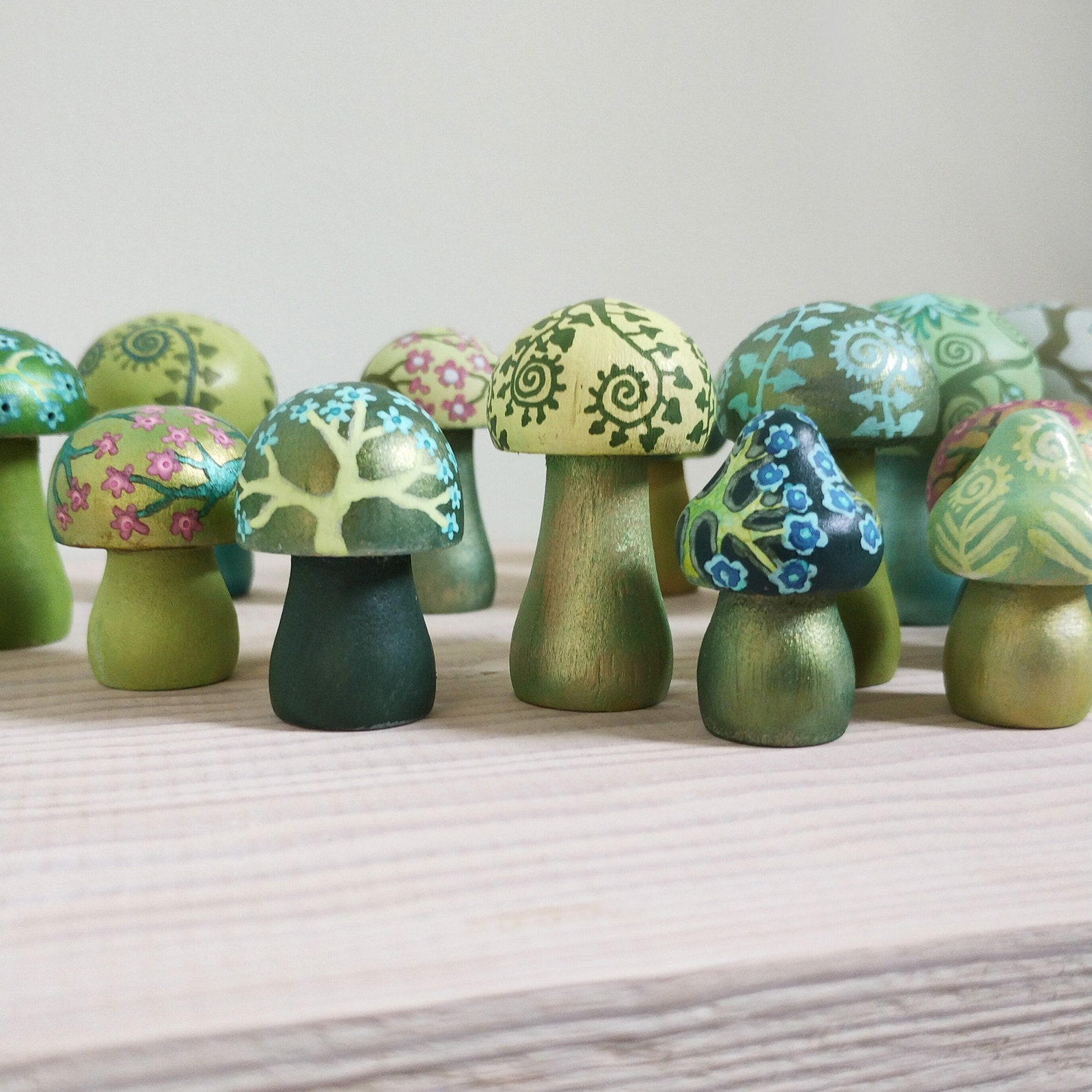 3 Hand Painted Wooden Fungi, Mushrooms, Toadstools, Botanical Themes ...