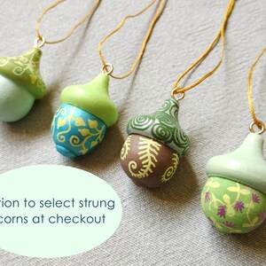 4 Hand Painted Wooden Acorns, Botanical Themes, Randomly Selected, All ...