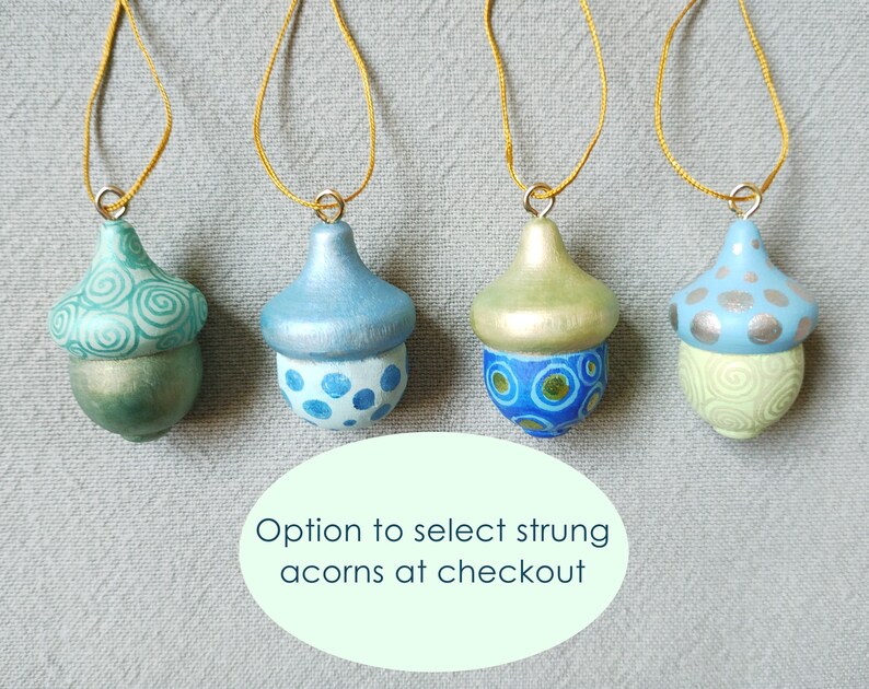 4 Hand Painted Wooden Acorns, Cool Colours, Randomly Selected, All ...